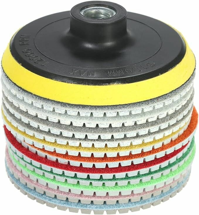 4-дюймовые алмазные подушечки для влажной полировки, 11 шт, шлифовальный диск +