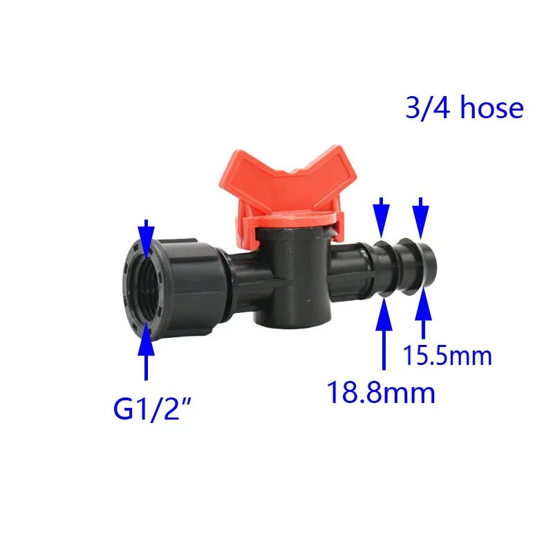 Садовый кран 1/2 3/4 с внутренней резьбой на 1/2 3/4 дюйма, ПЭ шланг, ирригационный клапан 16 мм 20 мм, садовый шланг с зазубриной, Миниатюрный клапан, кран 1 шт.