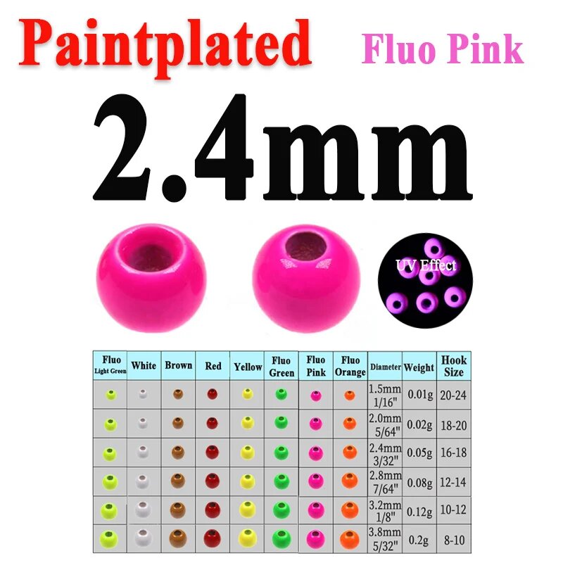 Бусины для вязания мушек Vtwins Fluо Pink 2.4mm 20шт