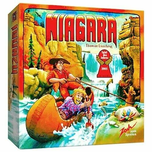 Настольная игра Zoch "Ниагара Niagara", игровое поле реку, "драгоценные камни", 12 прозрачных дисков реки, и другое