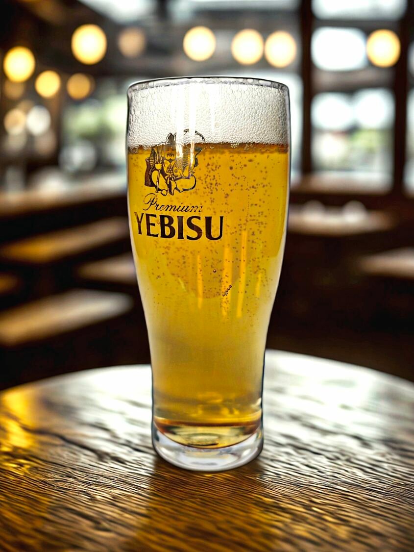 Бокал пивной Yebisu (Эбису), 0,3 л, барное стекло, с золотым тиснением — фото 1