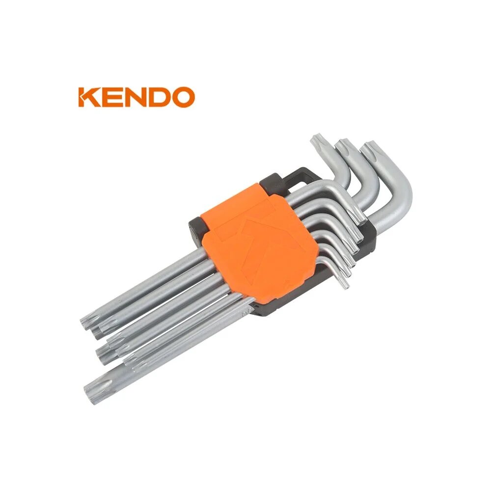 Набор удлиненных Torx‑ключей KENDO, 9 шт, антикоррозийное покрытие, CrV сплав, G‑образный профиль