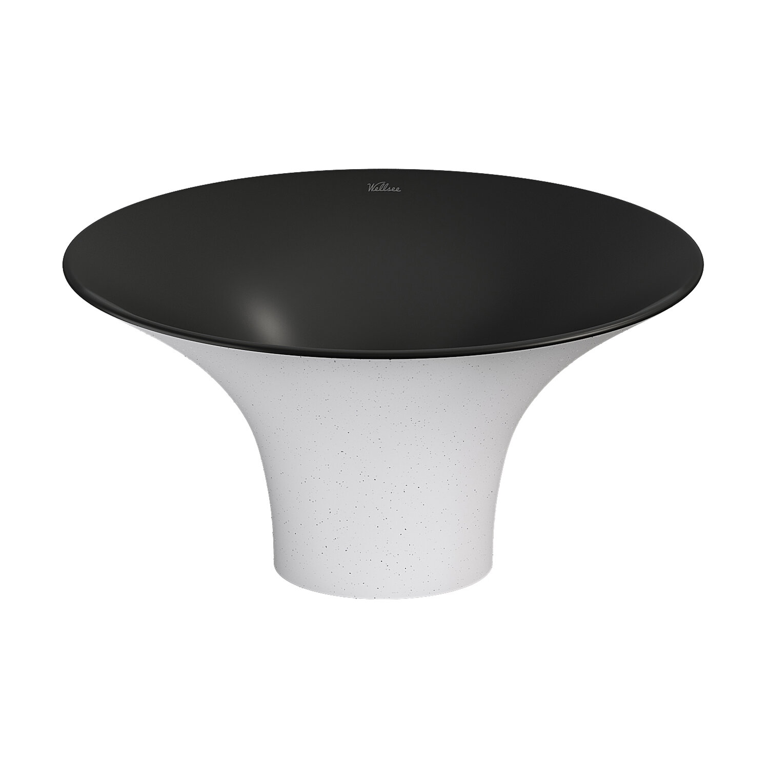 Накладная раковина в ванную комнату Wellsee Crepe de France 336704000: круглая раковина, ширина умывальника 36 см, цвет чаши матовый черный (стенки матовый белый)