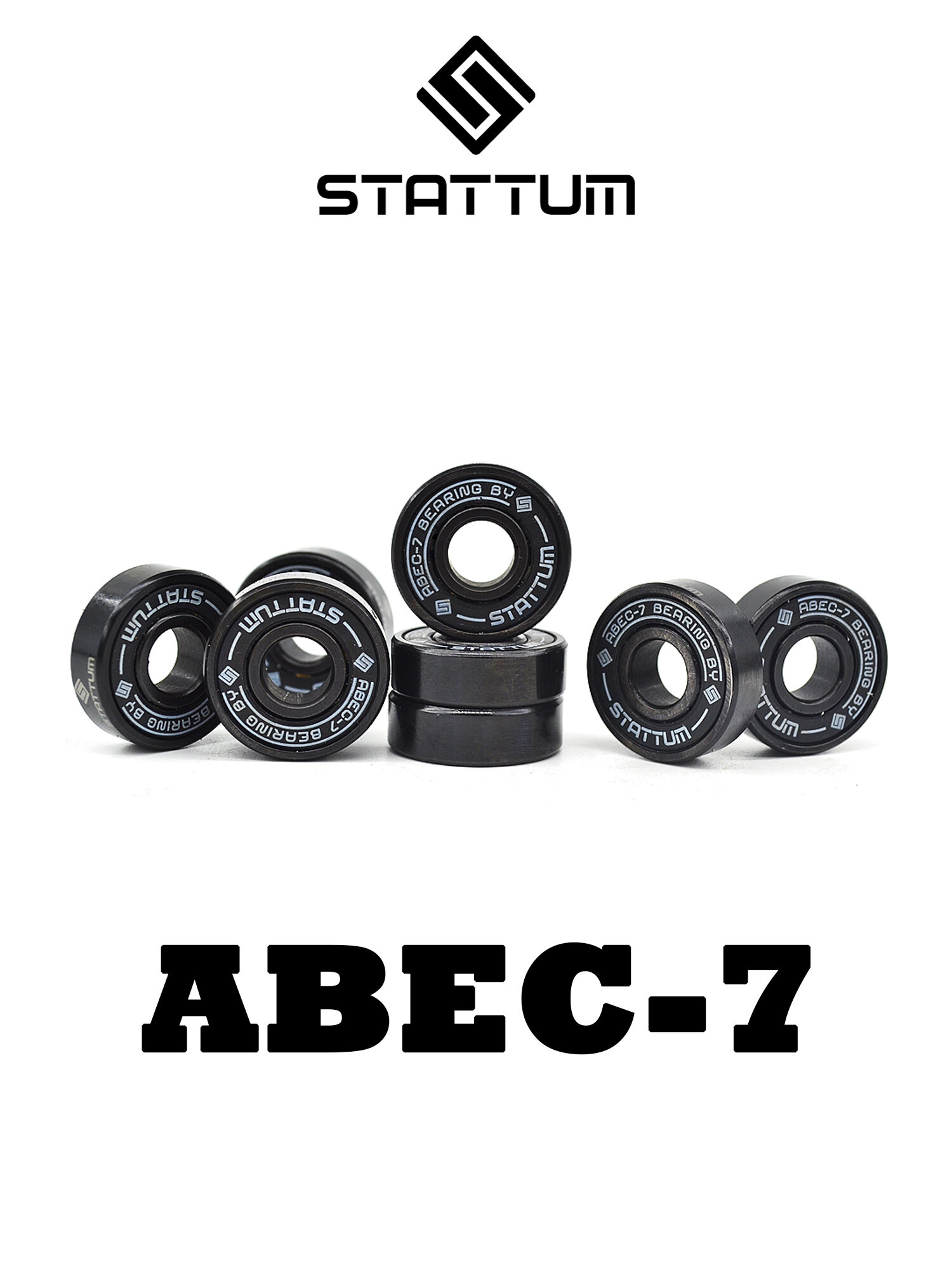 Подшипники ABEC-7 для самокатов, роликов, скейтбордов, детских колясок, 8 штук, в футляре, черные, STATTUM