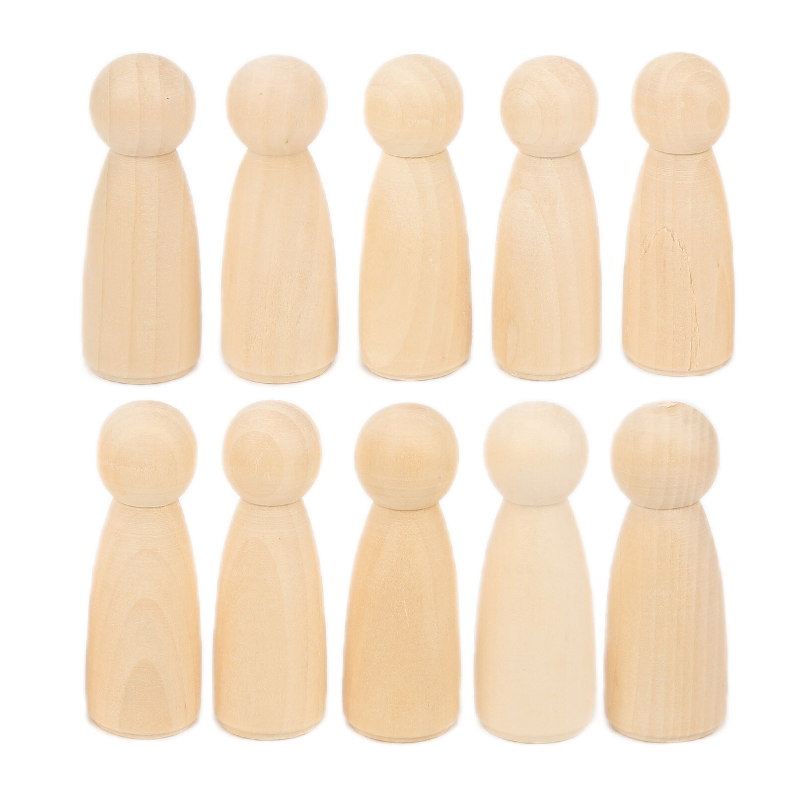 10 Pcs Wooden Peg Doll Safe BurrFree Develop Handson Skills Use Imagination DIY Accessories for Decoration(Girls )