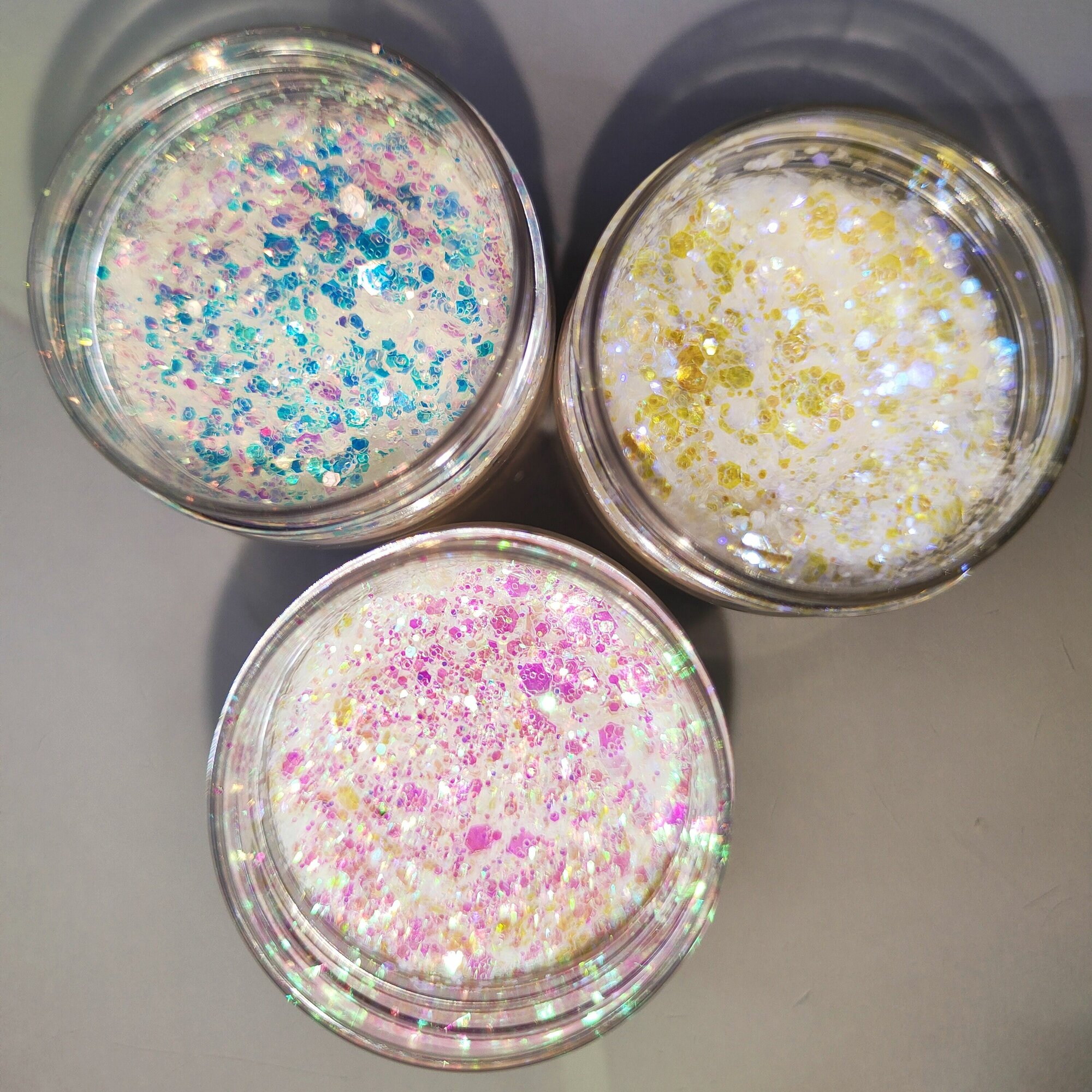 Глиттер (блестки) хамелеон-интерферент, набор 3 шт. по 15 грамм микс