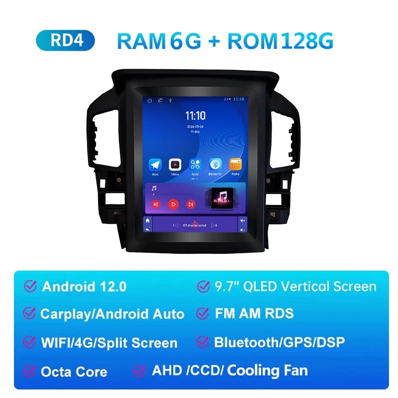 9,7-дюймовый Android 12, автомобильный радиоприемник в стиле Tesla для Lexus RX300 Toyota Harrier 1998 2001 Carplay, GPS-навигация, мультимедиа 6G 128G