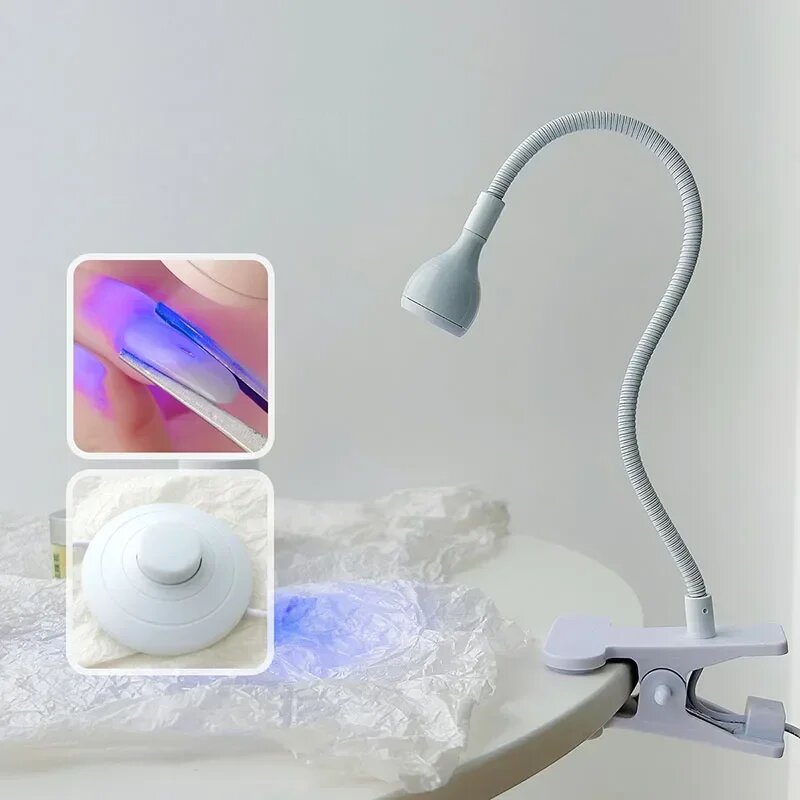 Белая UV LED лампа для ногтей на прищепке