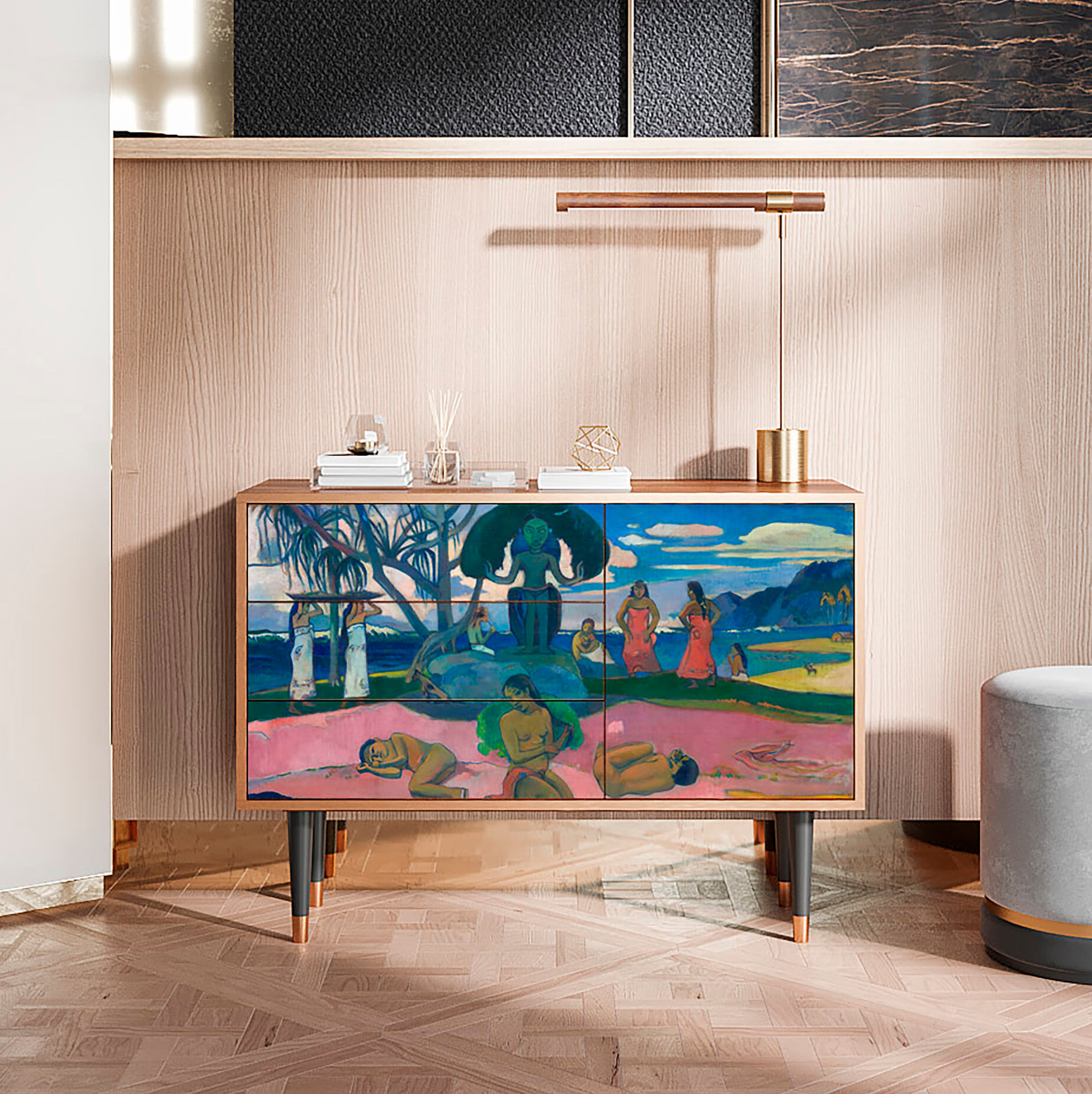 Комод - STORYZ - S3 Day of the God by Paul Gauguin, Размер - 115 x 84 x 41 см, Цвет корпуса - , Орех