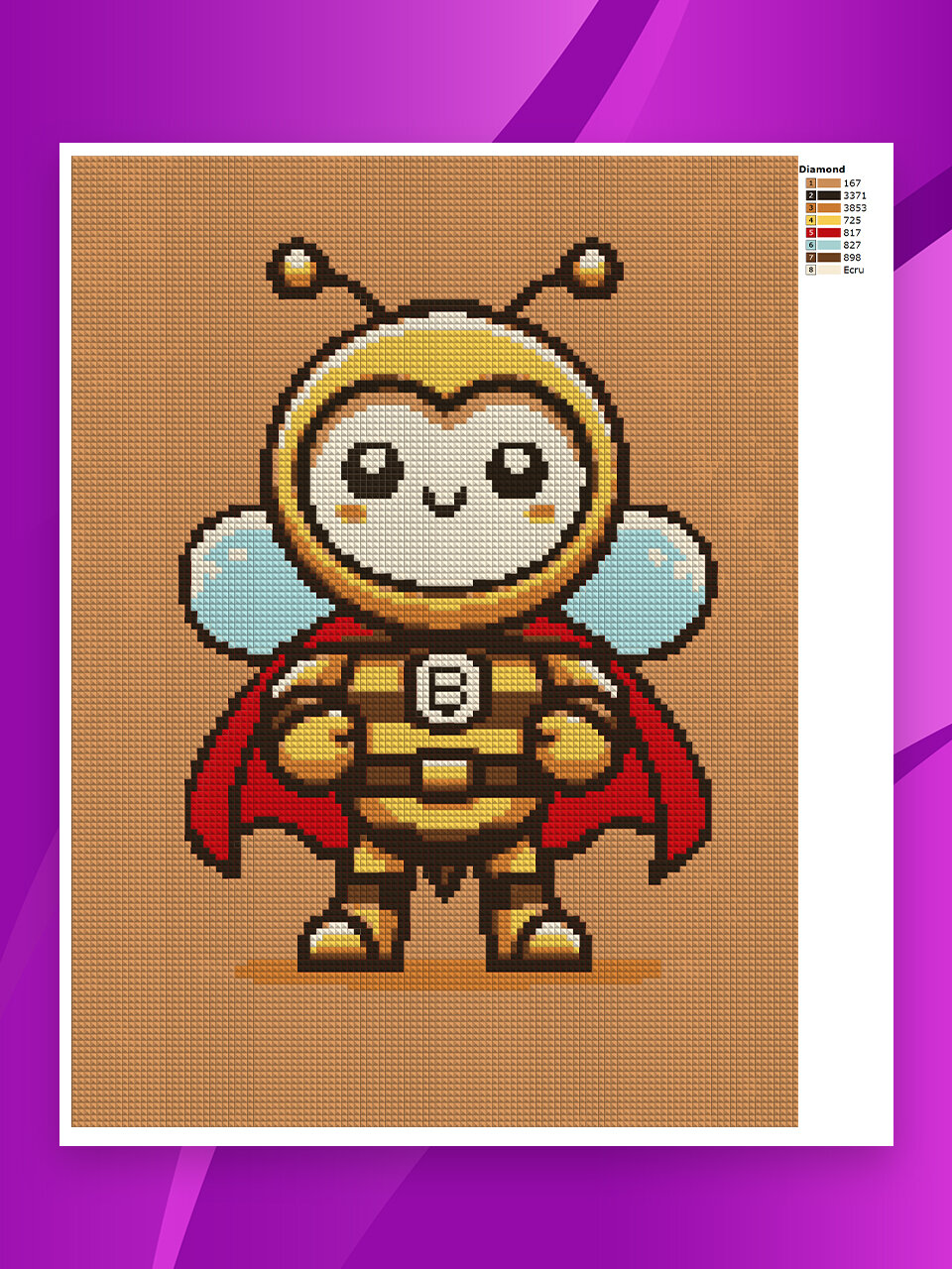 Алмазная мозаика без подрамника детская Пчелка Нектария 30 х 40 см