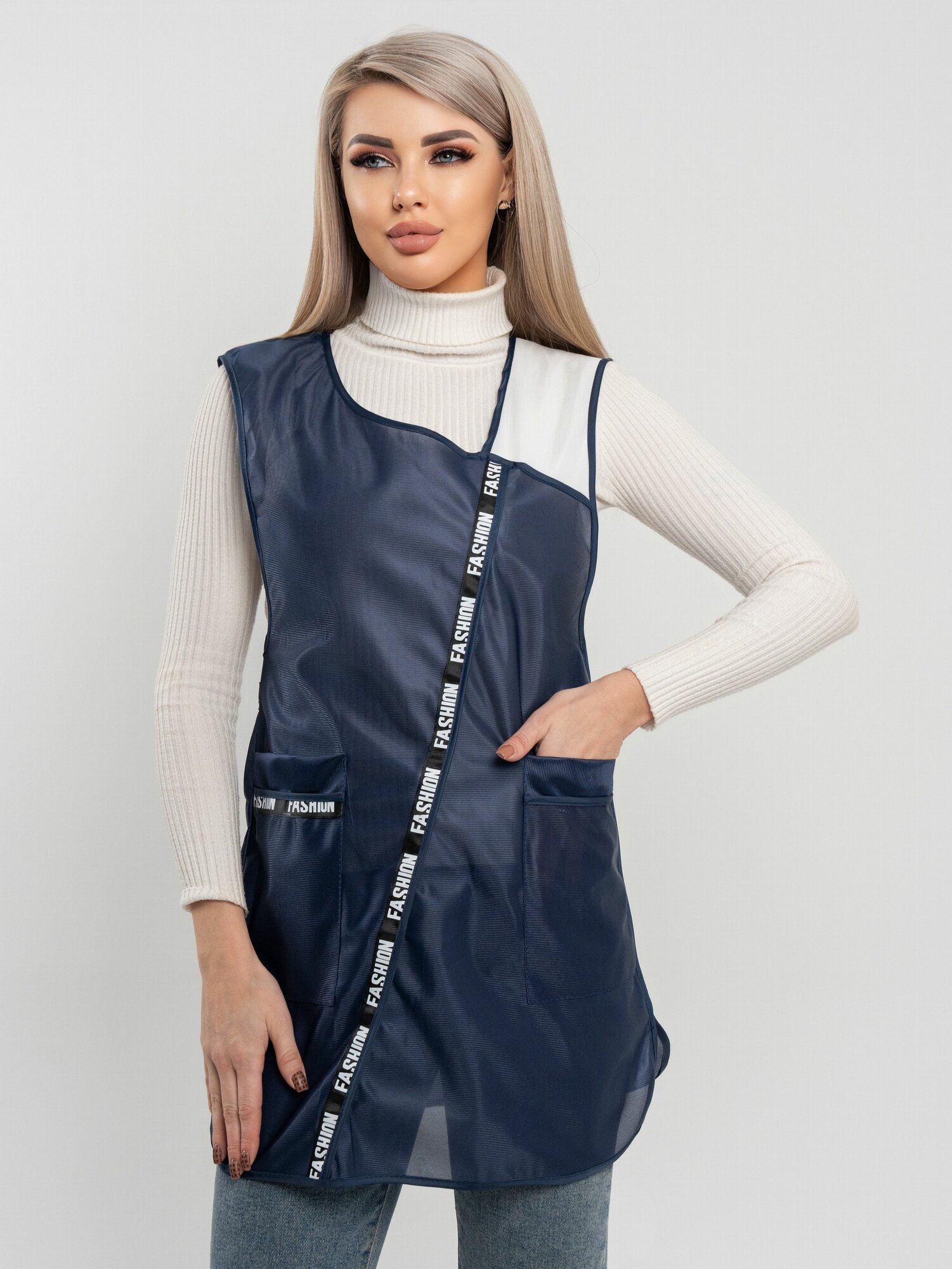 Сарафан рабочий женский Юна из Нейлона. Фартук халат универсальный подходит для продавцов, уборщиц, поваров, флористов и парикмахеров