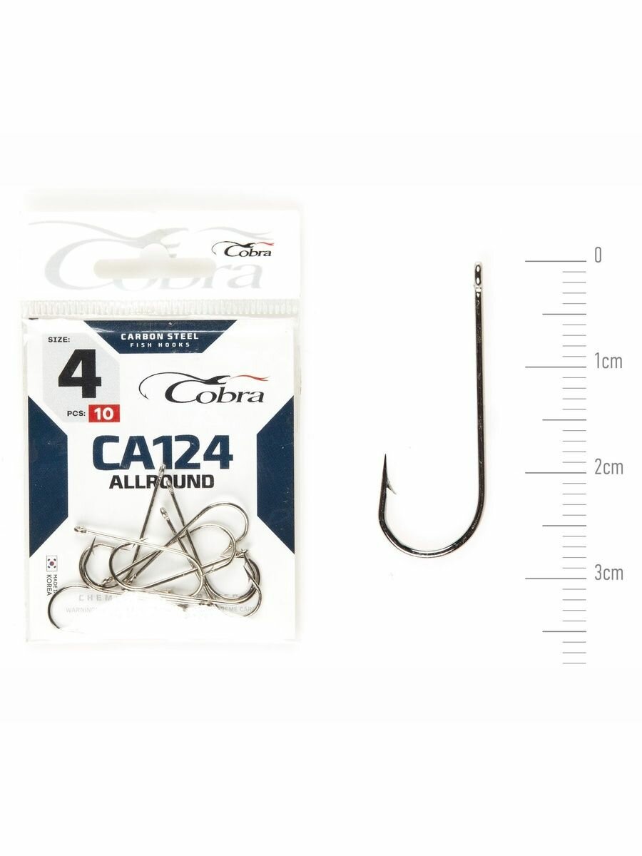 Крючки Cobra Allround ROUND CA124, размер №4, одинарные, 10шт.