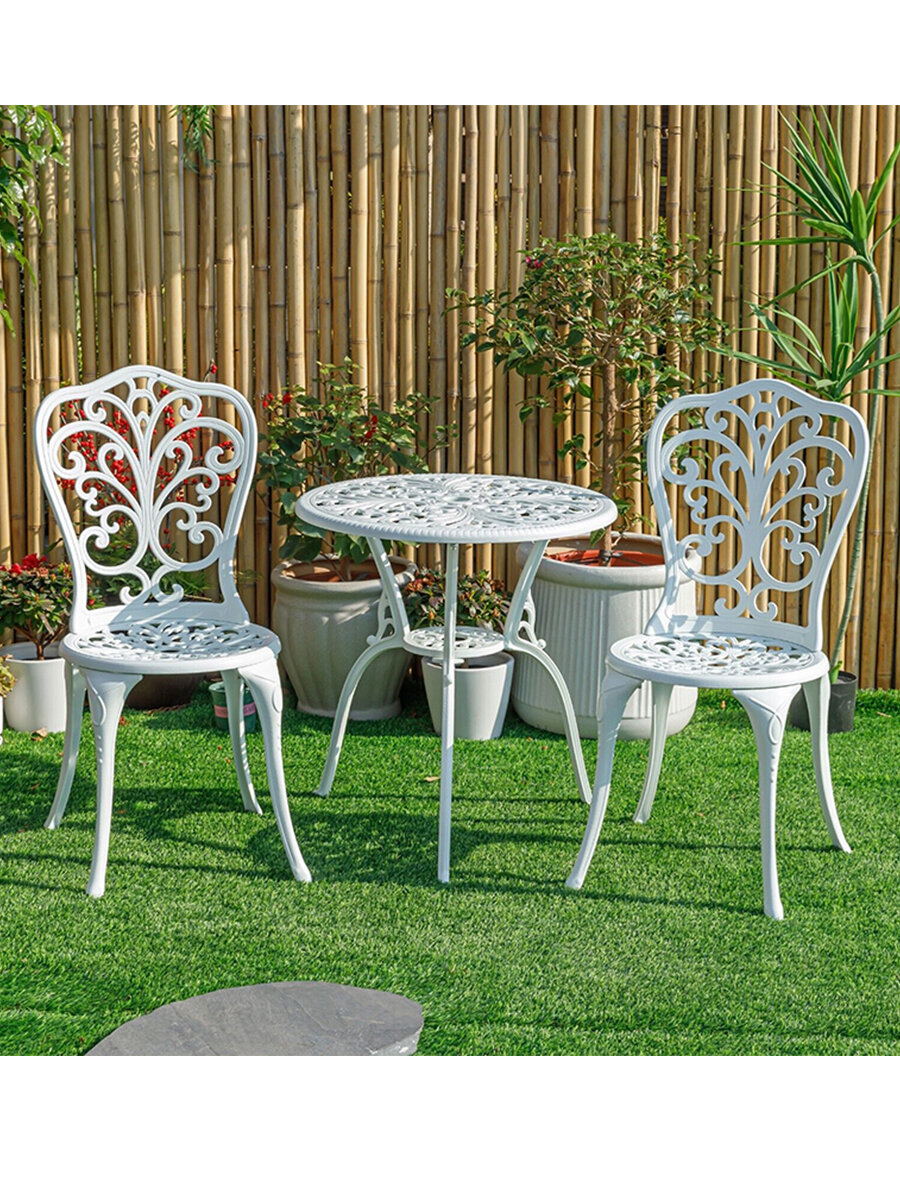 Садовая металлическая мебель , используемая в коттеджах, для сада, 1 обеденный стол, 2 садовых стула