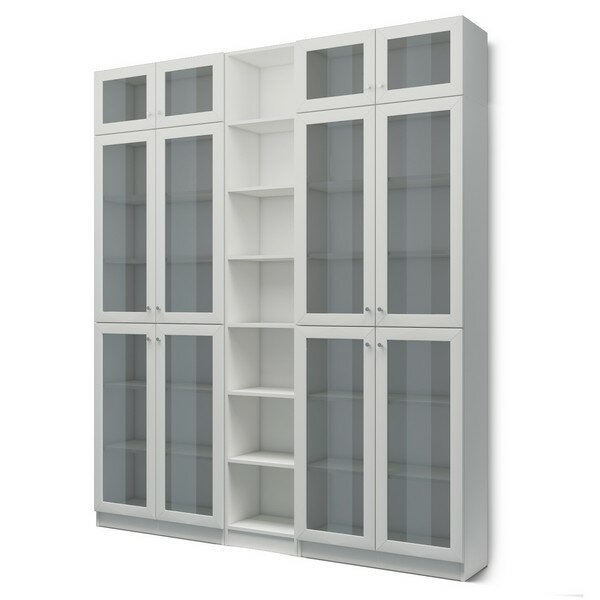 Книжный шкаф стеллаж "Билли-20 mebel-1000", рамка МДФ, в белом цвете