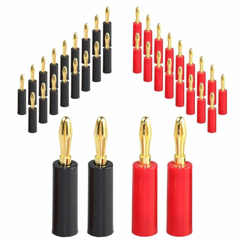 10 шт. 4 мм позолоченный разъем для динамика типа «банан» для рупорных динамиков, разъем типа «банан» для аудио-видео кабеля-адаптера для динамиков