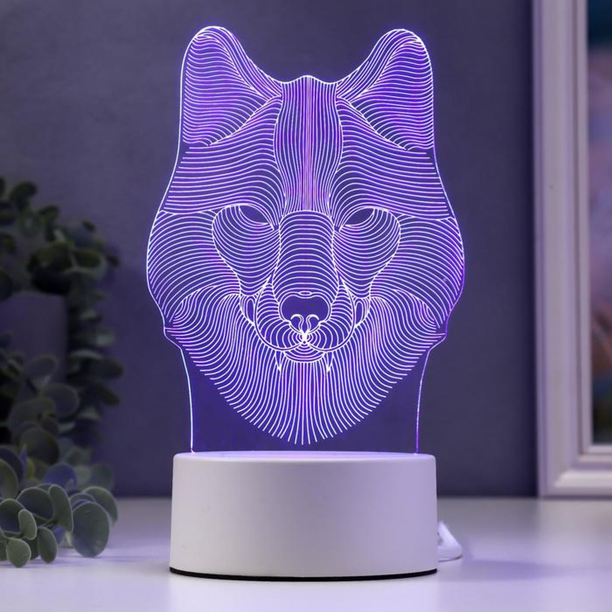 Светильник RISALUX «Волк», LED, RGB, 1.0 Вт, 9.5x11.5x20 см, черный