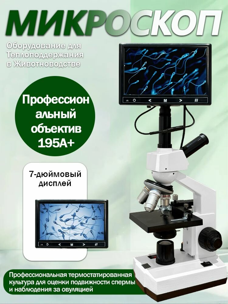 Термостатический микроскоп 640x бинокулярный бактериальный микроскоп с 7-дюймовым дисплеем