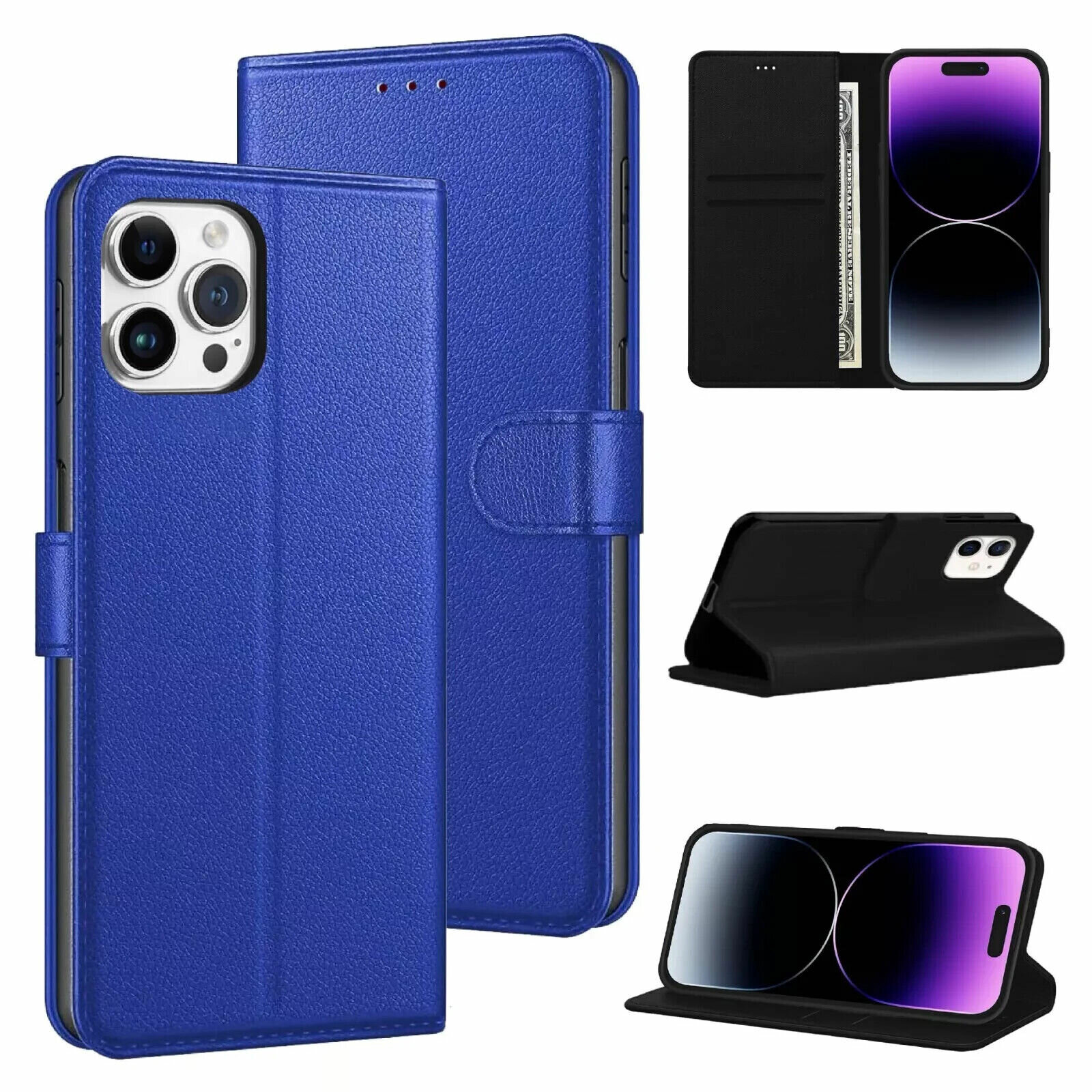 Кожаный чехол-книжка для карточек iPhone 16e SE 7 8 15 Pro Max 14 13 12 16 Pro 15 Slim Protective Cover