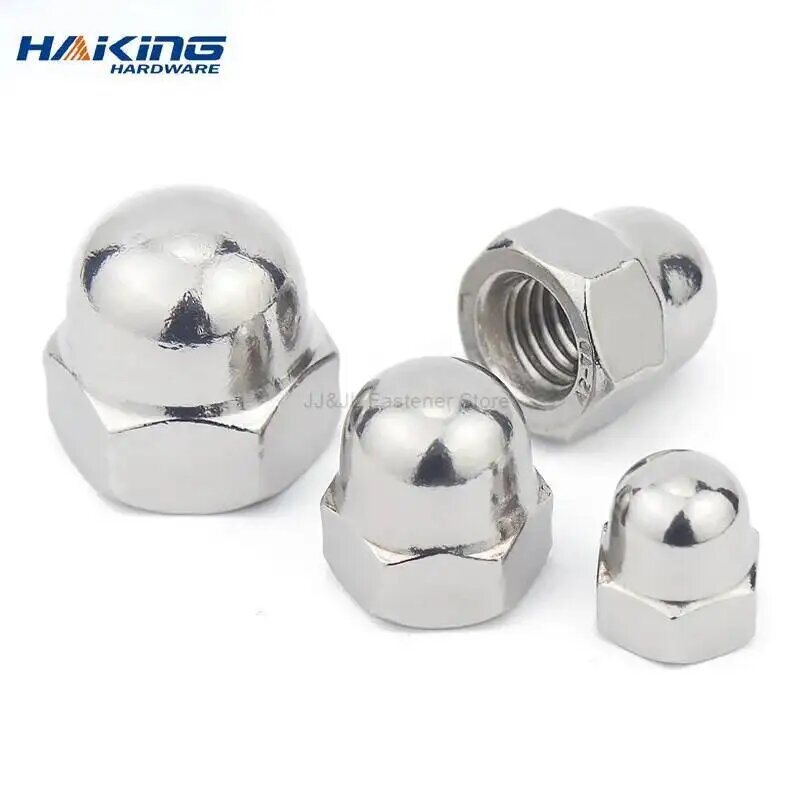 1/10 шт. M3 M4 M5 M6 M8 M10 M12 M14 M16 304 A2-70 Шестигранная шестигранная гайка из нержавеющей стали с короткой тонкой крышкой, глухая гайка DIN917 M10(2pcs)