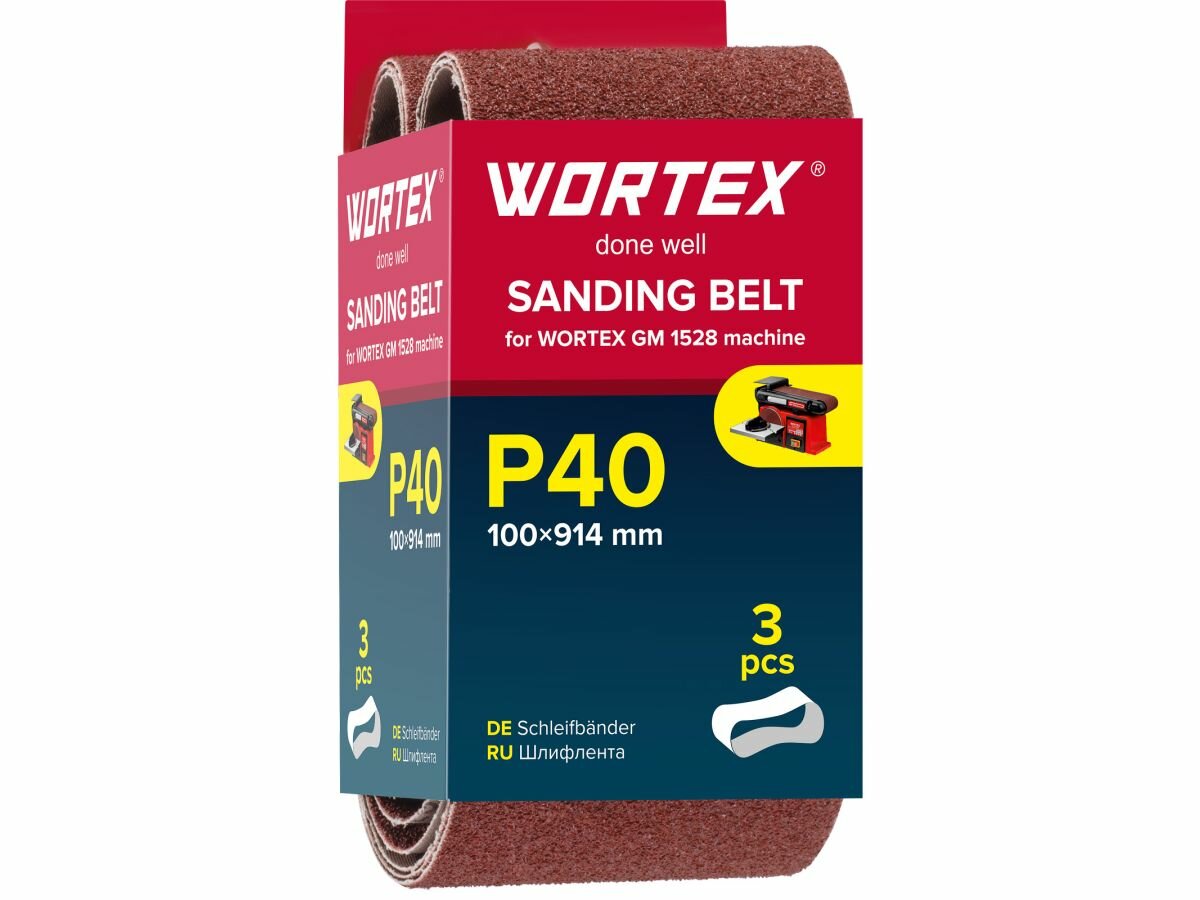 Лента шлифовальная 100x914 мм P40 для шлифовального станка WORTEX GM 1528GM 1528 3 штуки (1325973)