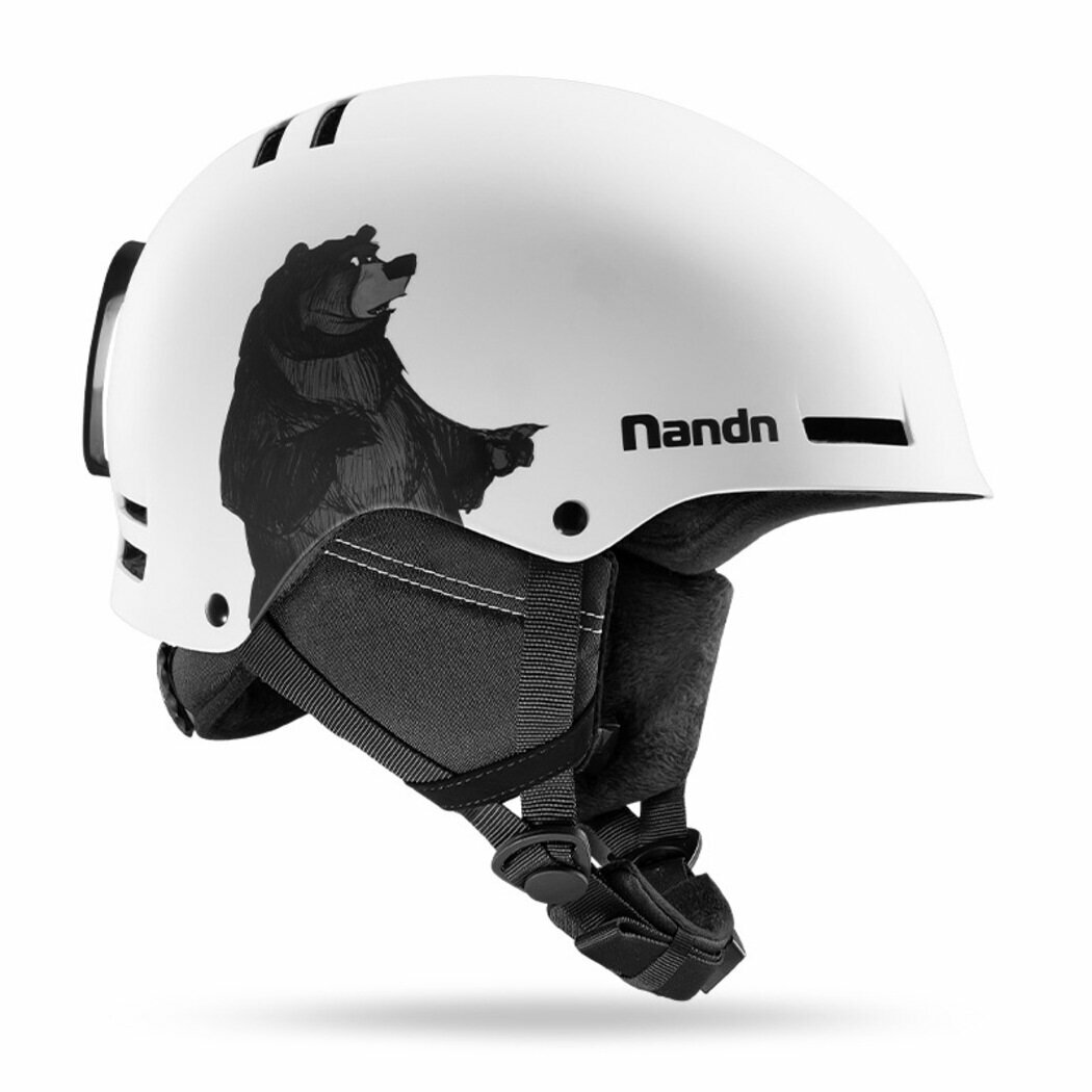 Шлем NANDN "NT30 WHITE BEAR", для сноуборда, регулировка размера, M