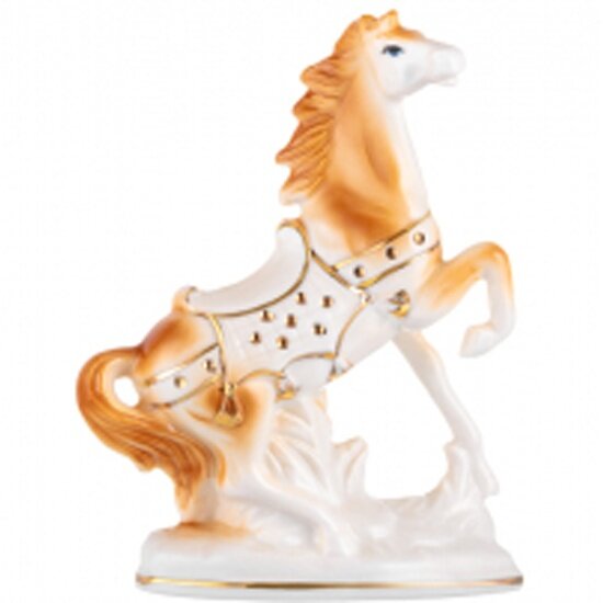 Фигурка декоративная Elan Gallery "Лошадь" 11*5*14,5 см коричневая с золотом, фарфор (330948)