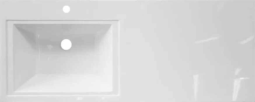 Раковина над стиральной машиной ESTETUS Даллас 130 L из искусственного камня, прямоугольная, белая, с правым крылом, на кронштейнах, российская