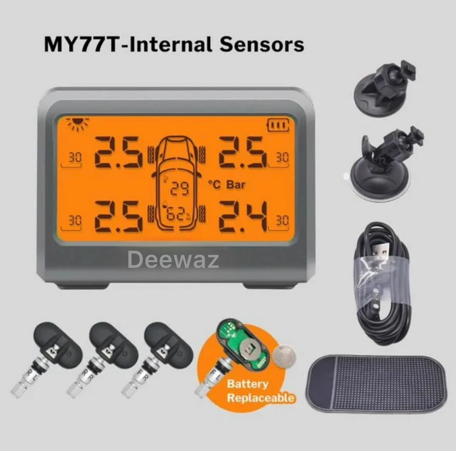 Датчики давления в шинах. Система контроля давления в шинах Deewaz Solar TPMS, сменные внутренние датчики, TMPS