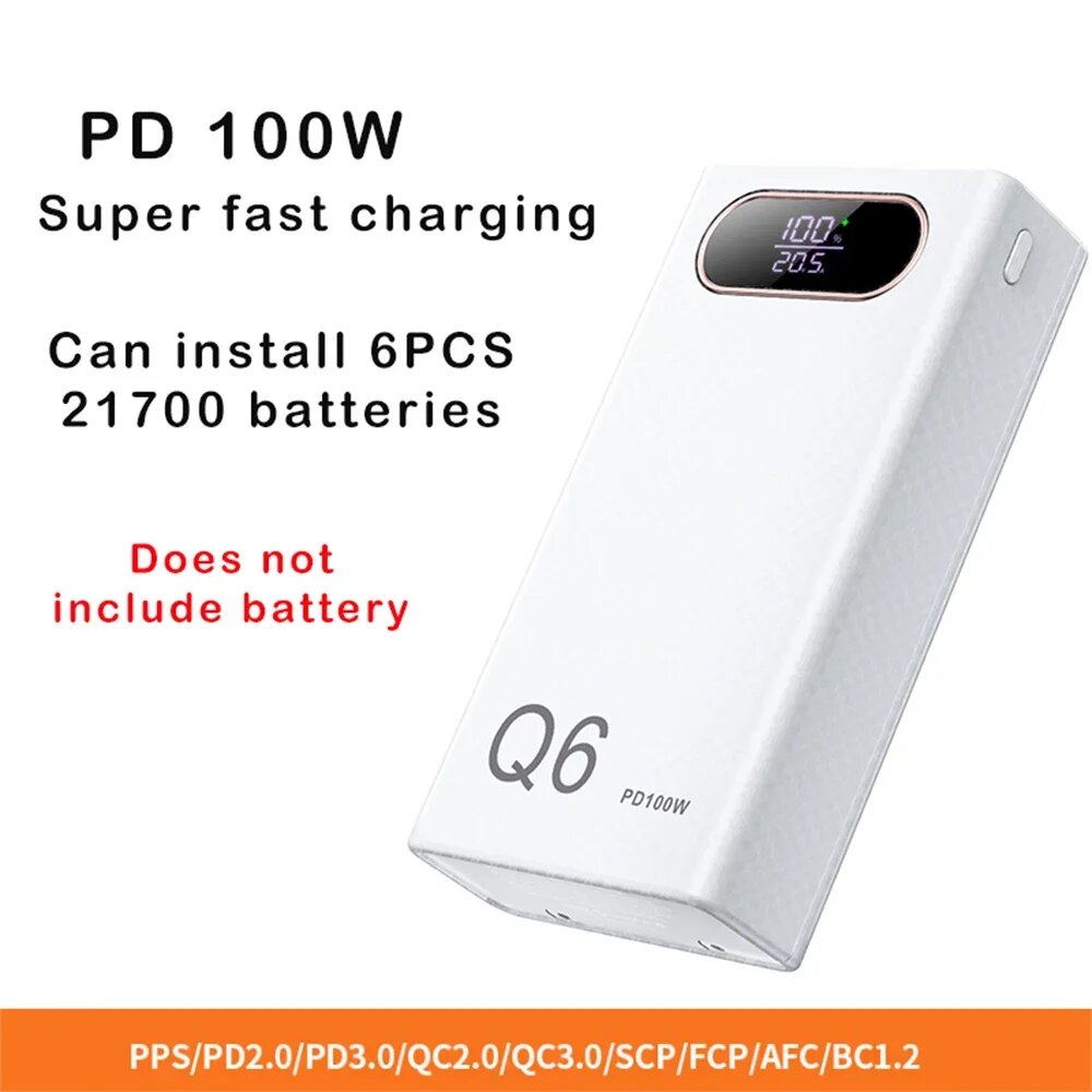 ICANING Q6 PD 100 Вт DIY Power Bank 21700