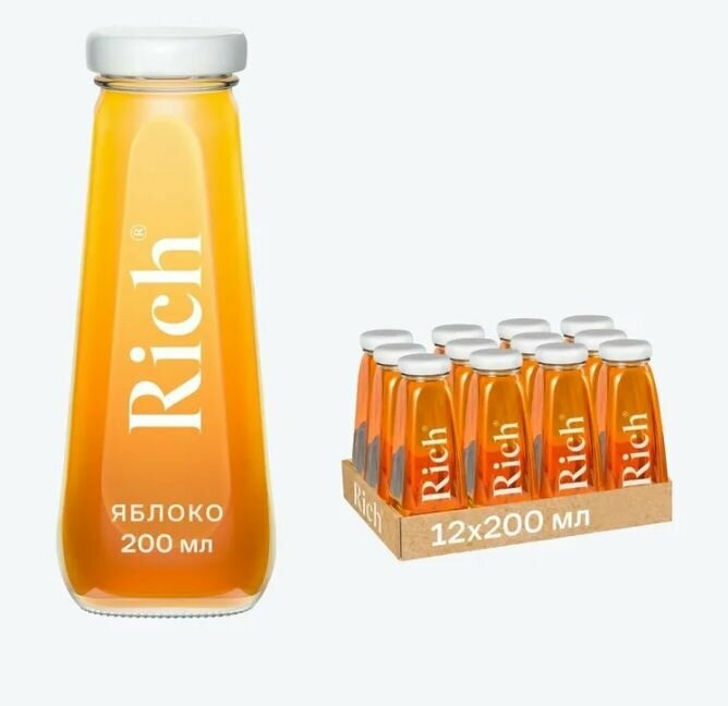 Сок Rich Яблочный, 12 штук по 200 мл