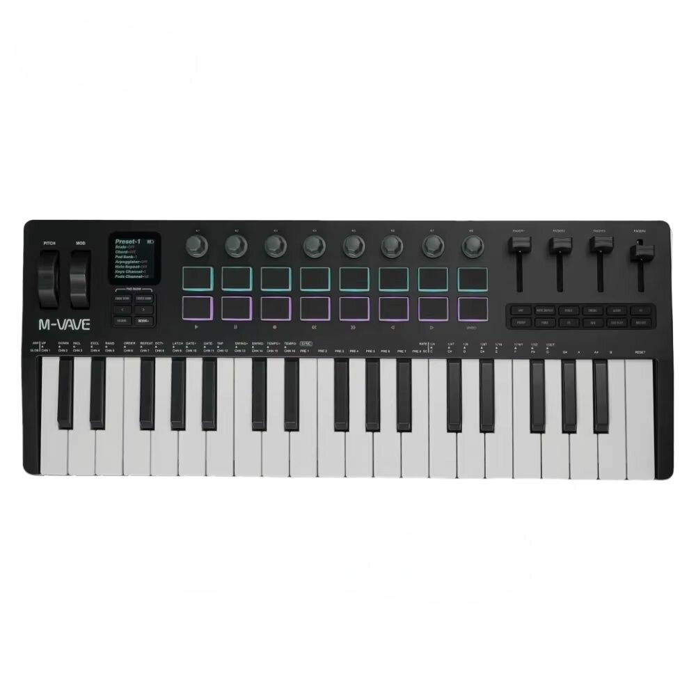 M-VAVE SMK-37 Pro MIDI-клавиатура С Синтезатором, 37 Клавиш, 16 Пэдов, Беспроводная Для Живых Выступлений, Домашней Студии И Создания Музыки