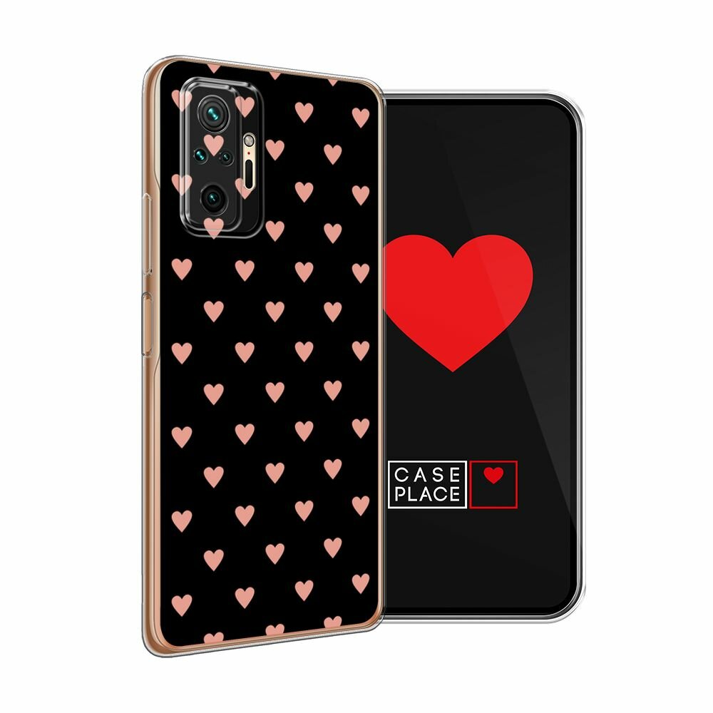 Чехол на Xiaomi Redmi Note 10 Pro / Сяоми Редми Нот 10 Pro с принтом "Розовые сердечки" — фото 1