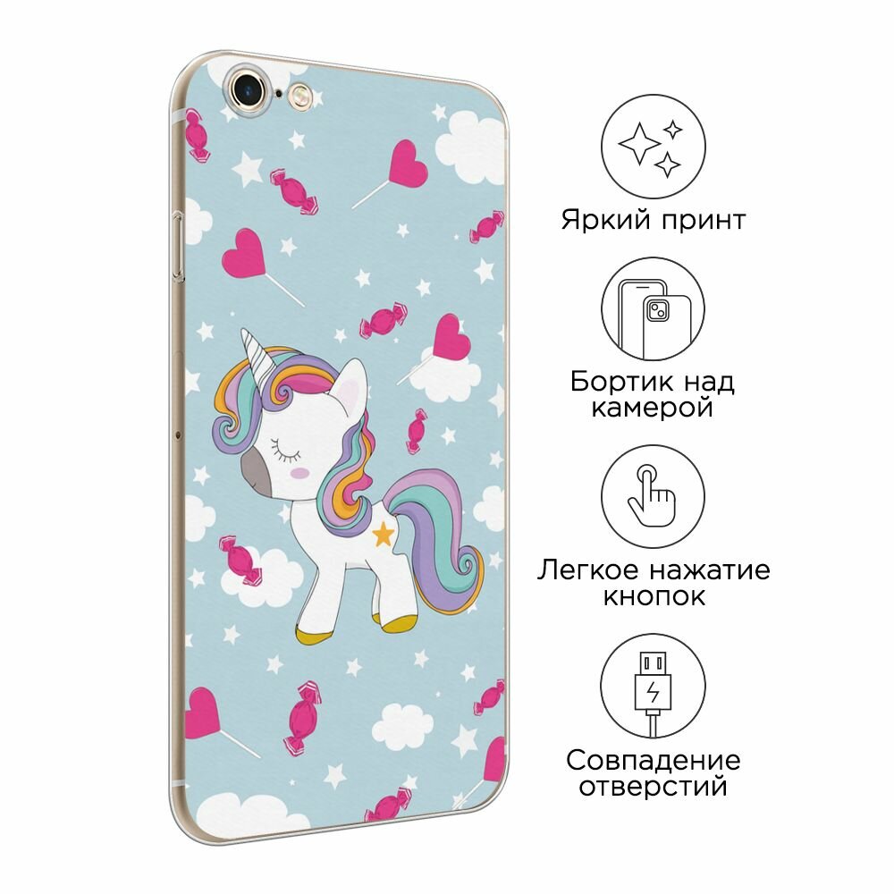 Чехол на Apple iPhone 6 Plus/6S Plus / Айфон 6 Плюс/Айфон 6С Плюс с принтом "Сладкий единорожек" — фото 1