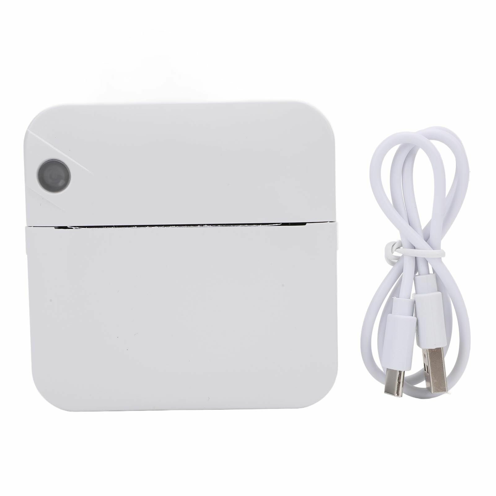 Маленький карманный Bluetooth термопринтер, черно-белая печать, белый