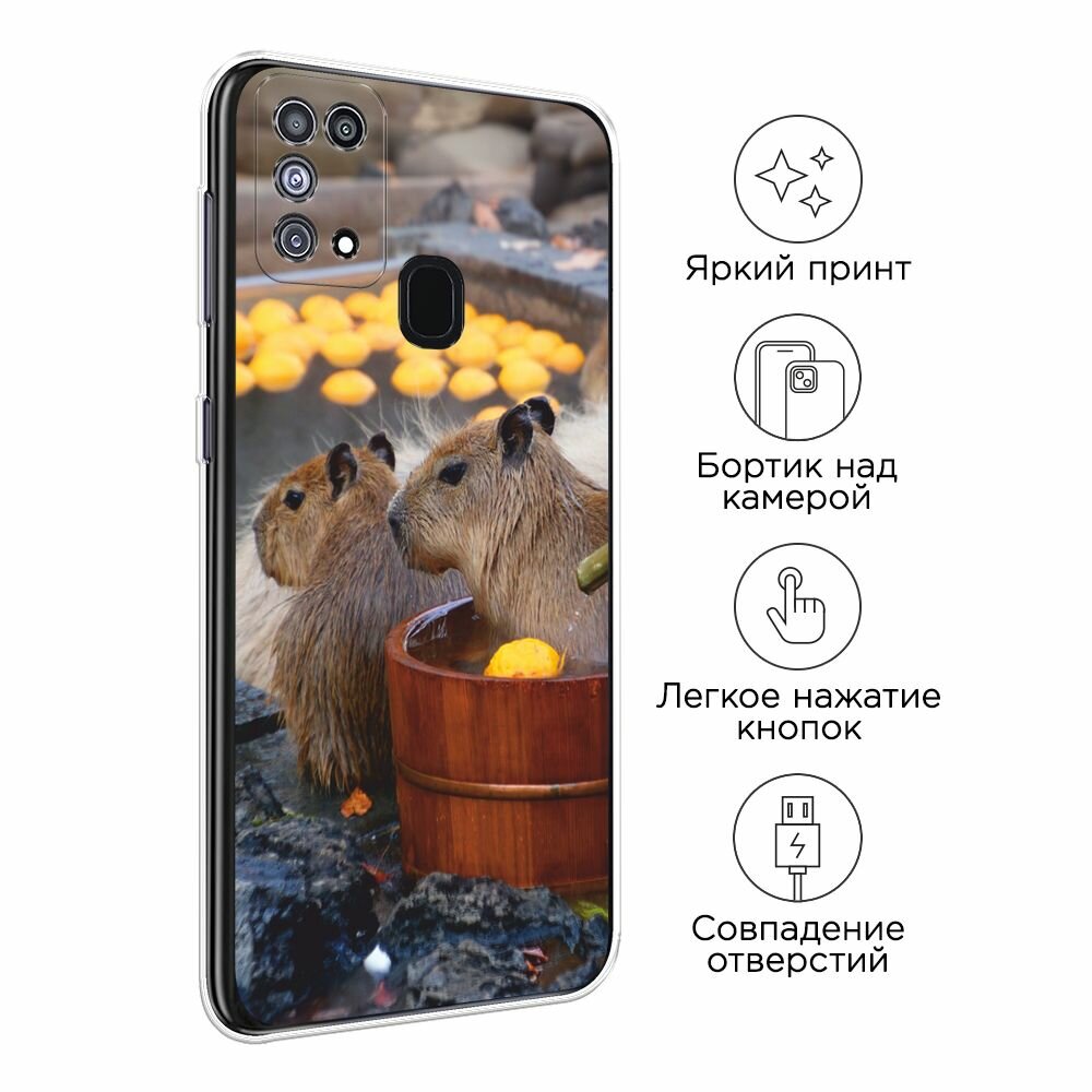 Чехол на Samsung Galaxy M31 / Самсунг Галакси М31 с принтом "Капибары отмокают" — фото 1