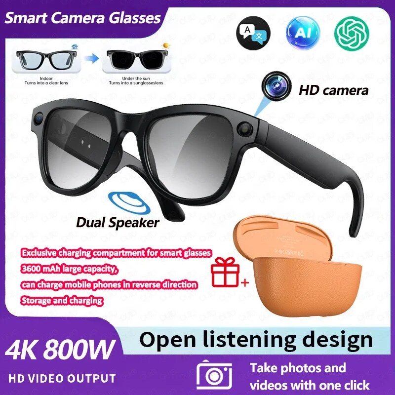 Yaocx M02 Ultra Умные очки с AI-камерой 8Мп Черный, Black B