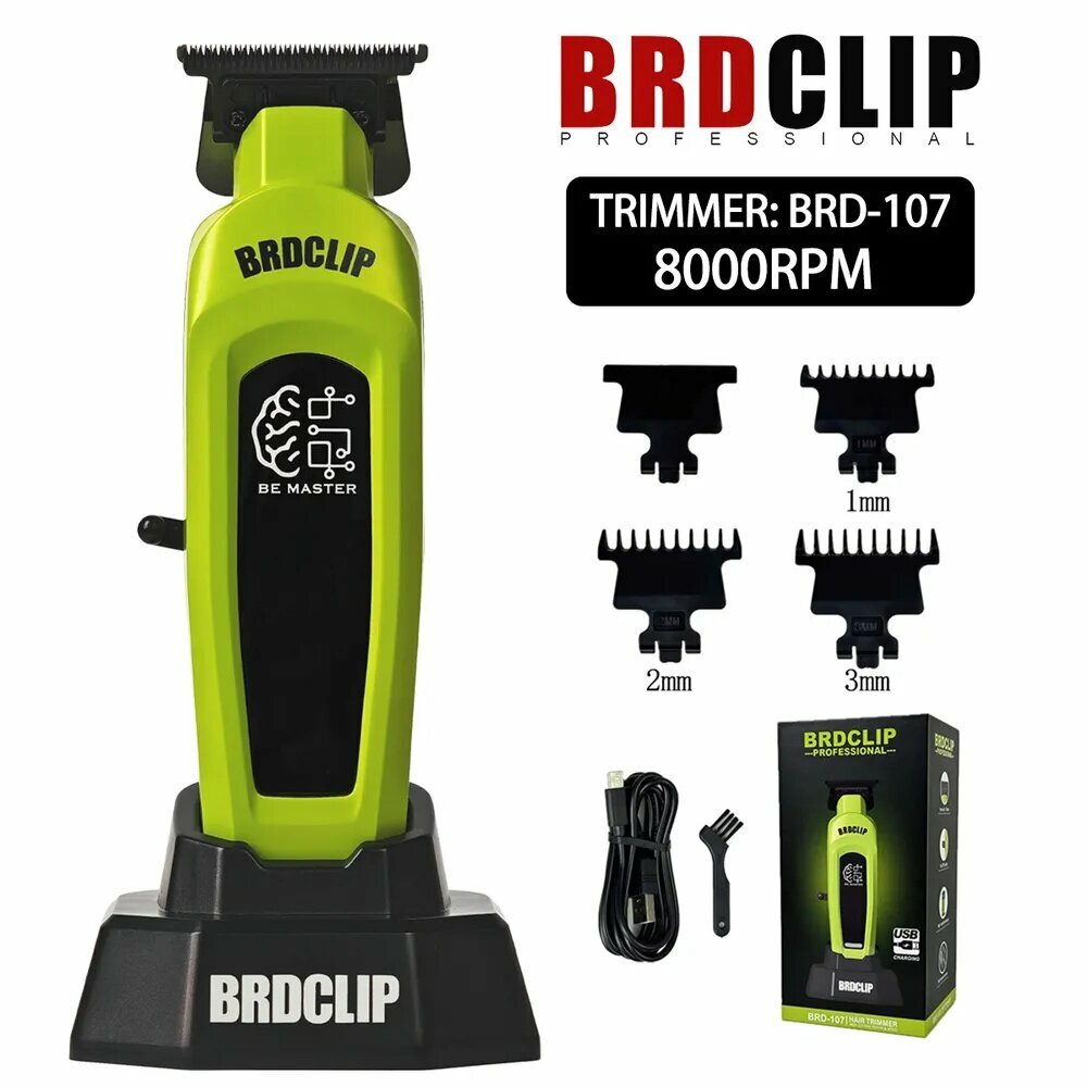 BRDCLIP Триммер BRDCLIP Green 107 Original, кол-во насадок 3