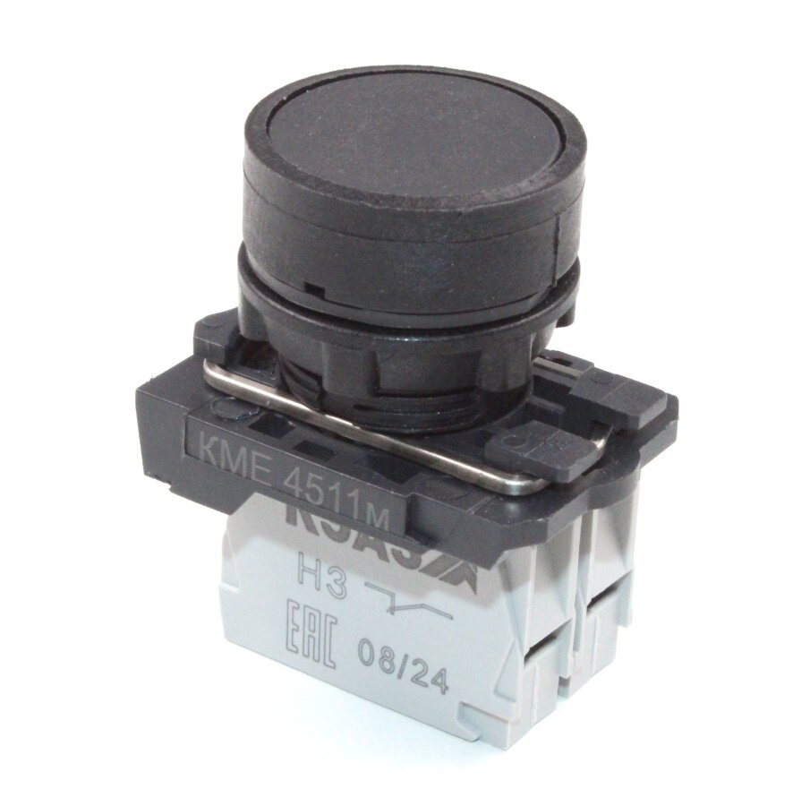 Кнопка КМЕ4511м, 1НО+1НЗ, цилиндр, IP54, без фиксации, черная, КЭАЗ