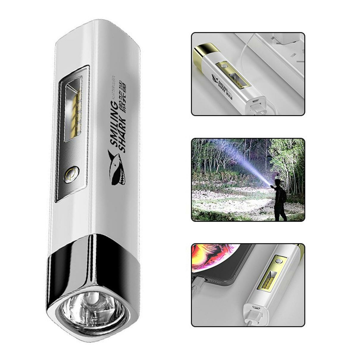 Портативный светодиодный фонарь COB Side Light 4 Mode Mini Flash Light с USB-зарядкой 18650 Battery-tery 1200mAh Waterpr