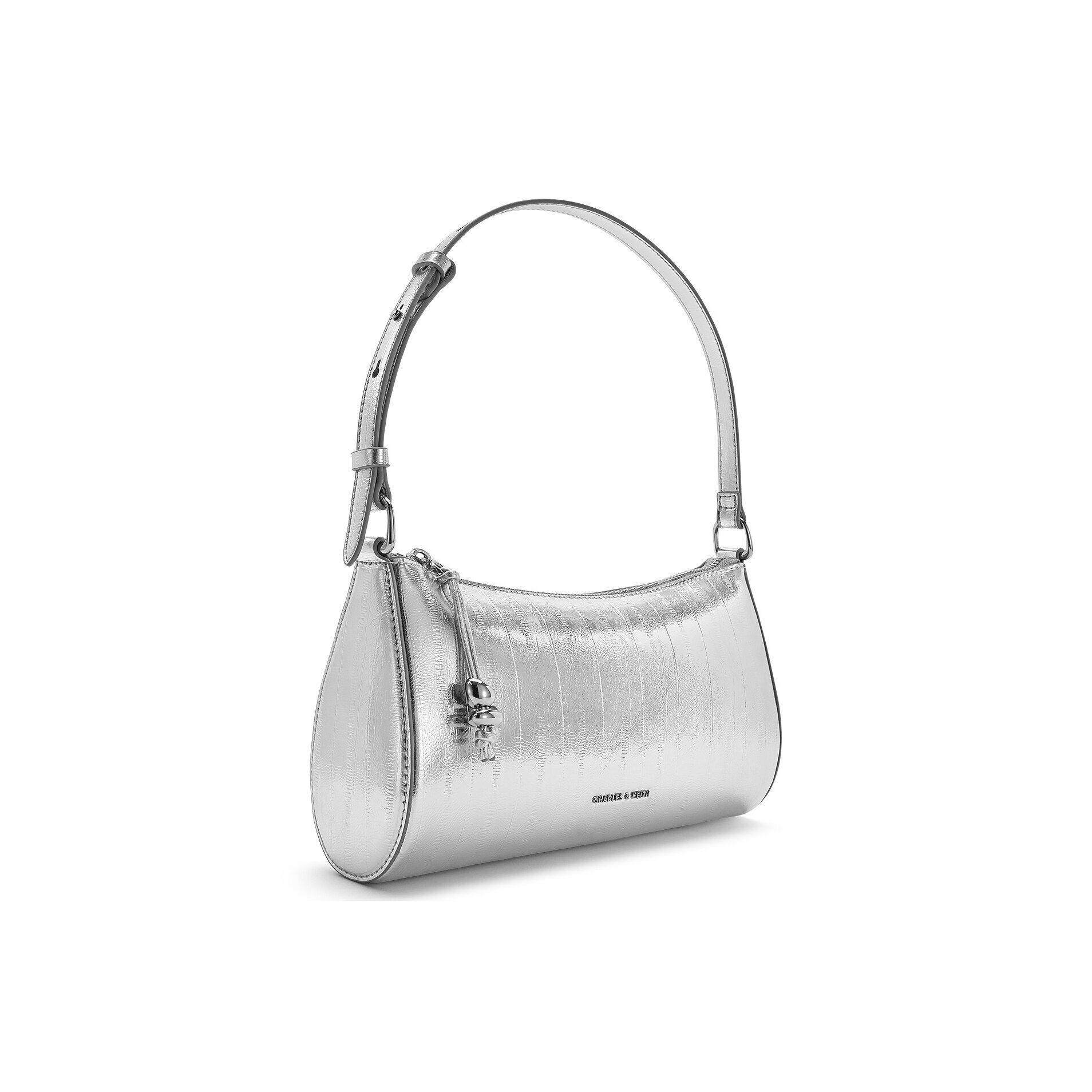 Сумка CHARLES & KEITH, фактура матовая, серебристый — фото 1