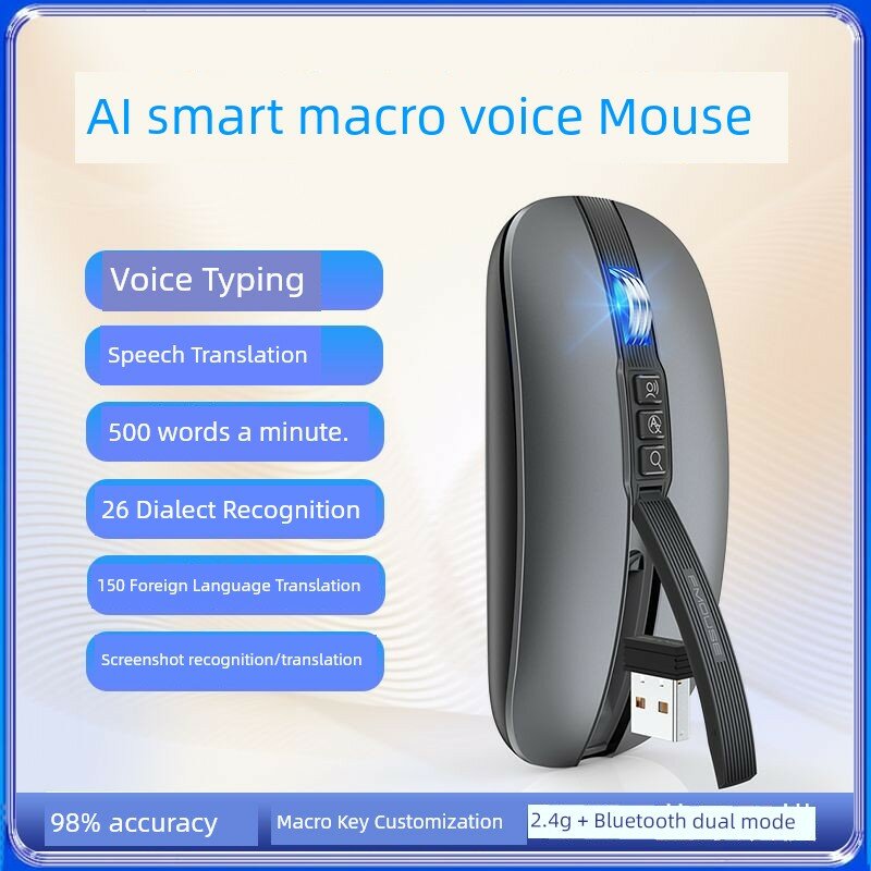 XFlytek AI Bluetooth Smart Voice Mouse Беспроводная бесшумная перезаряжаемая говорящая набора текста Удобный гаджет