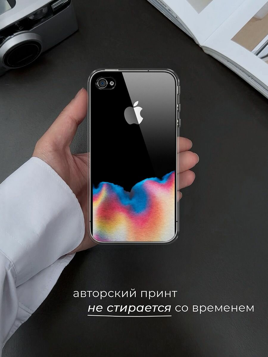 Чехол на Apple iPhone 4/4S / Айфон 4/4S с принтом Акварельное сочетание, прозрачный — фото 1