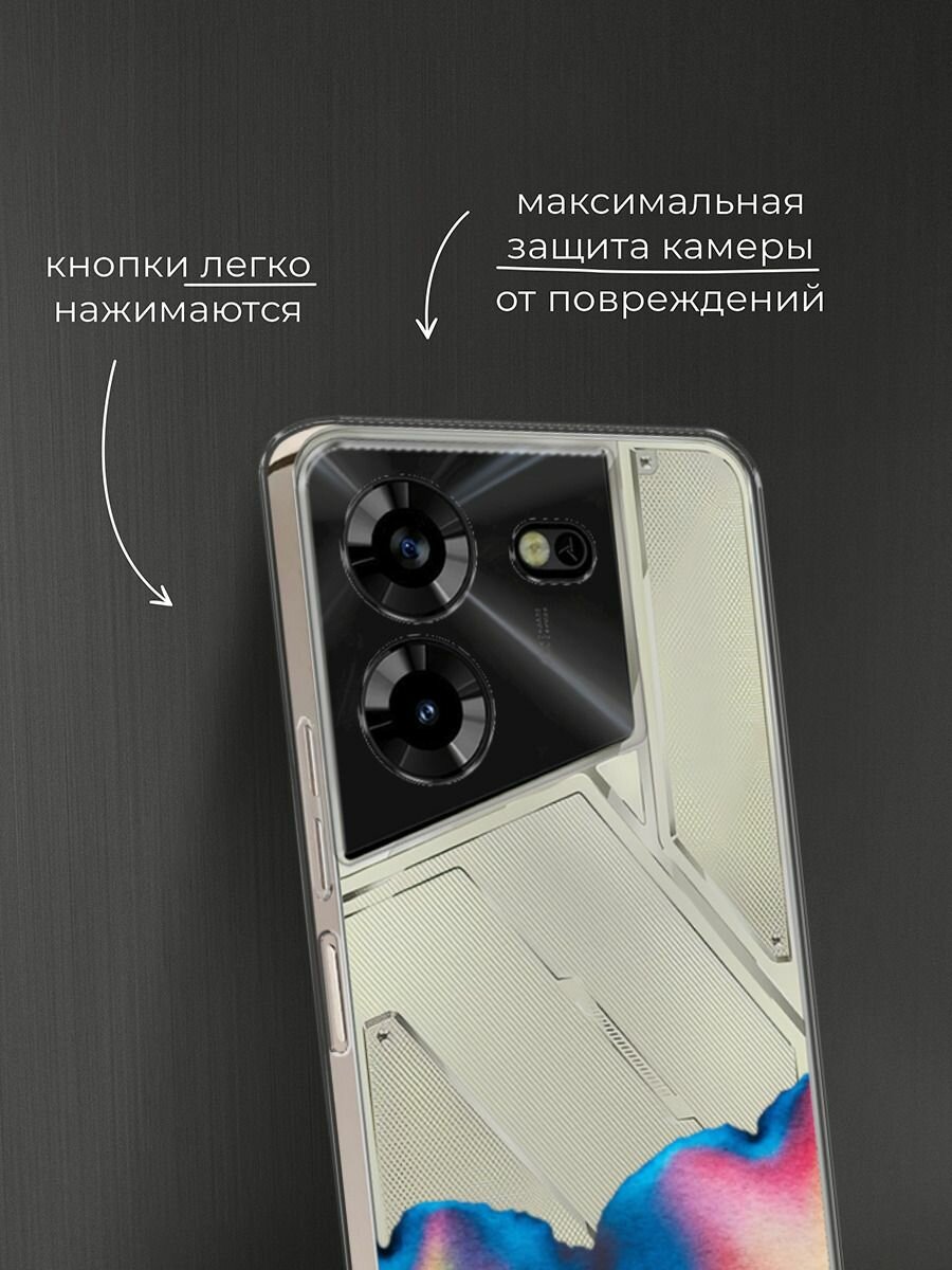 Чехол на Tecno Pova 5 / Техно Пова 5 с принтом Акварельное сочетание, прозрачный — фото 1