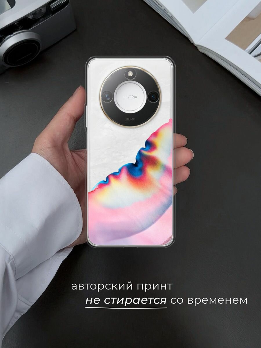 Чехол на Honor X9c Smart / Хонор X9c Смарт с принтом Розовая акварель, прозрачный — фото 1