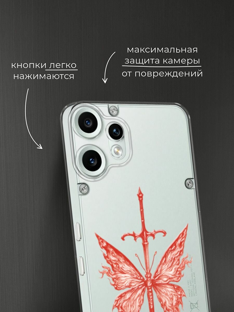 Чехол на CMF Phone 2 Pro / CMF Фон 2 Про с принтом Бабочка и меч — фото 1