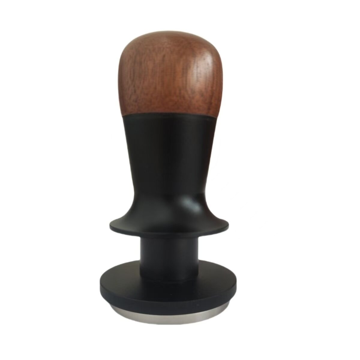 Темпер для эспрессо, металлический, деревянная ручка, черный (с акцентом на высокое качество)