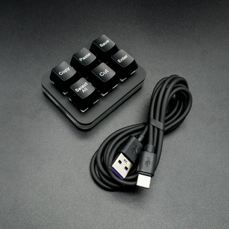 Клавиатура-кнопки (6 клавиш): копирование, вставка, сохранение, выбор всего, вырезание, Enter. USB-клавиатура-кнопки
