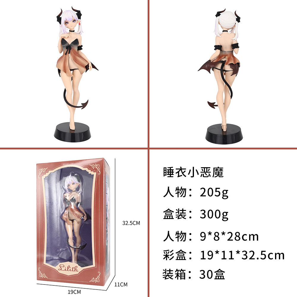 Новая большая фигурка Лилит, маленькой дьяволицы, с пронзительным взглядом; сексуальная аниме-девушка.