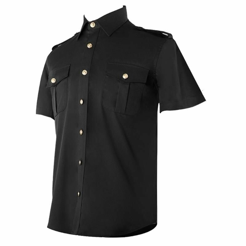 Классическая черная рабочая рубашка, короткие рукава - 5XL