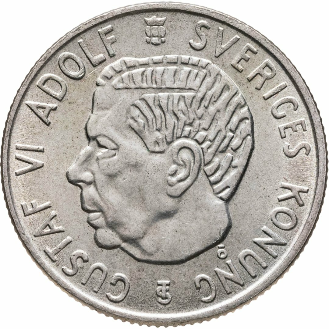 Швеция 2 кроны kronor 1956, Серебро 400, в сохранности AU